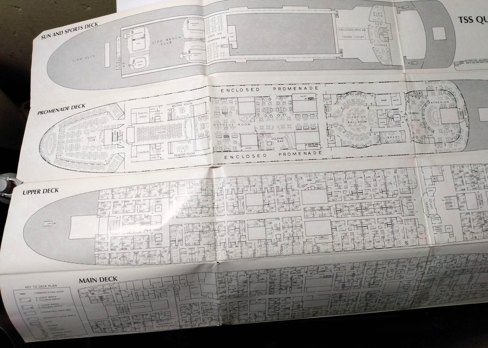 Greek Line TSS Queen Anna Maria TSS Olympia Large Deck Plans – TulipStuff