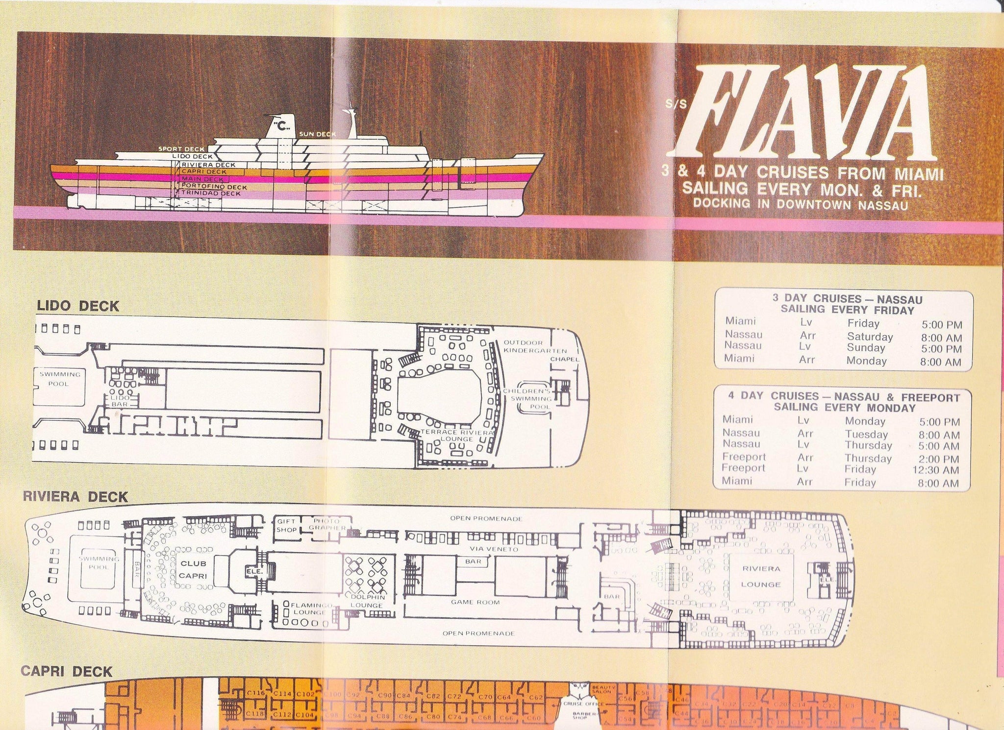 Costa Line ss Flavia 1974 Nassau Freeport Cruise Brochure – TulipStuff