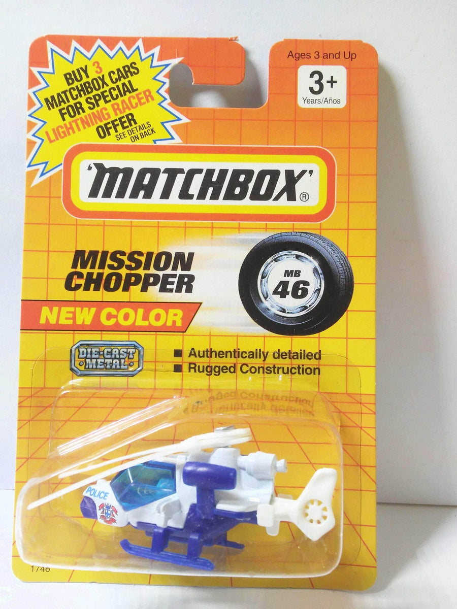 Matchbox 46 Mission Chopper Diecast Police Helicopter 1992 – TulipStuff