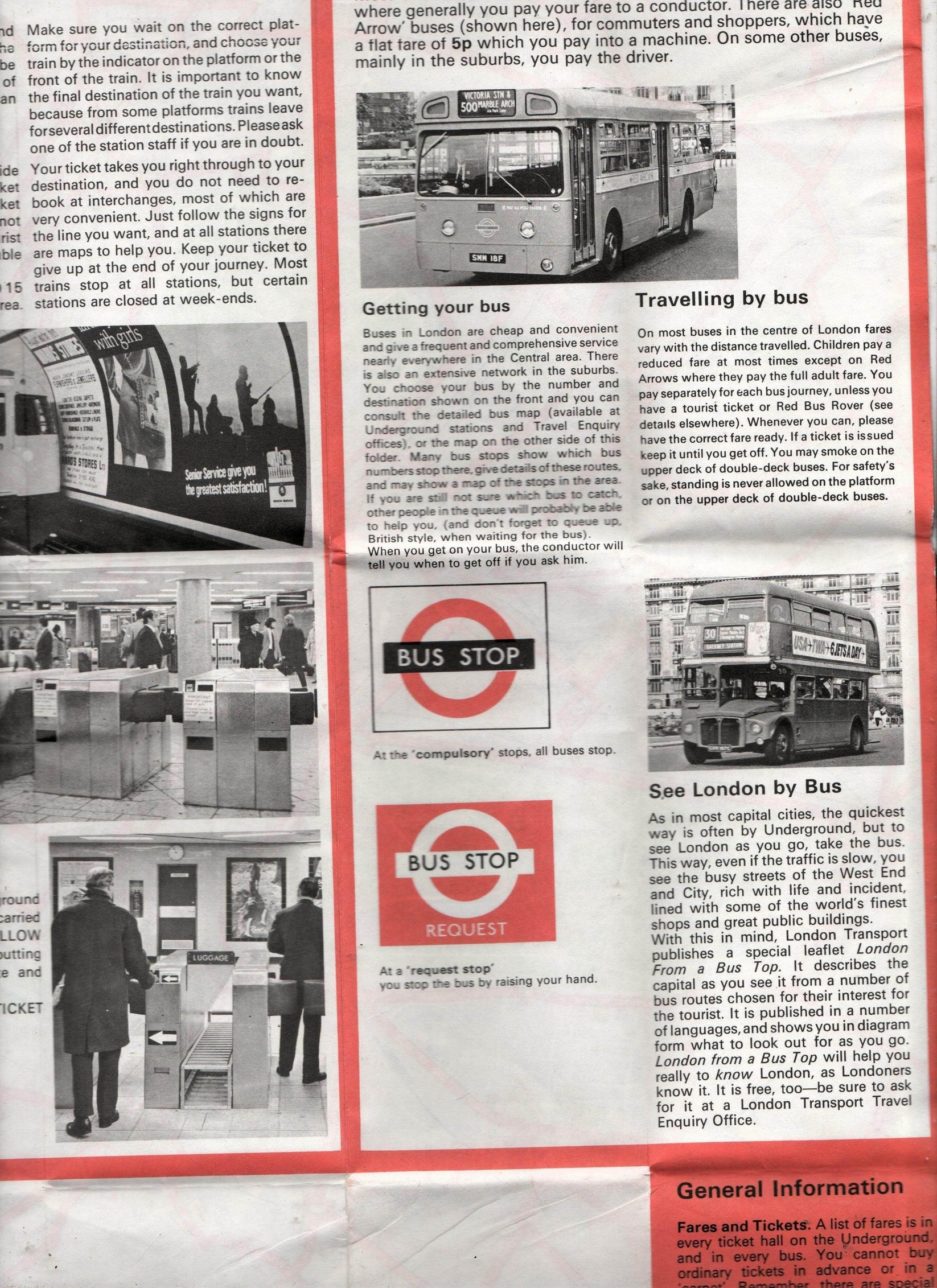 London Transport Tourist Info with Underground Tube and Bus Map 1973 ...