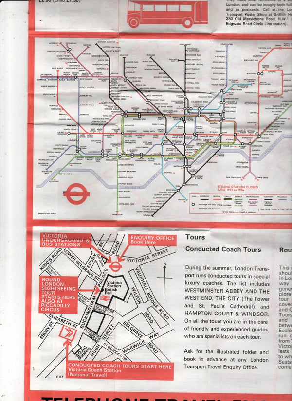 London Transport Tourist Info with Underground Tube and Bus Map 1973 ...