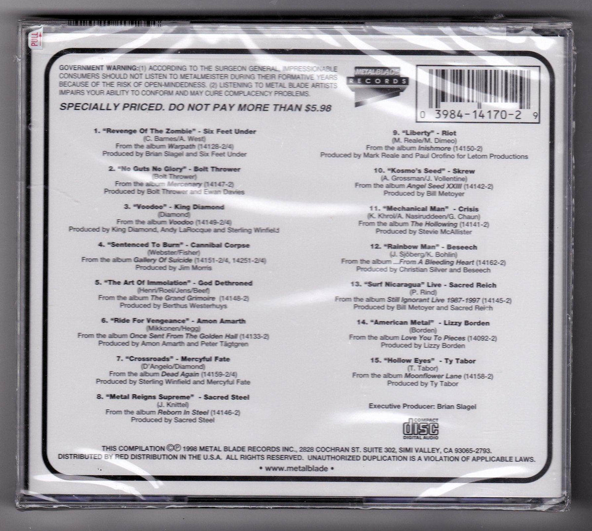 Metalmeister Volume 3 Metal Blade Records Compilation CD 1998 – TulipStuff