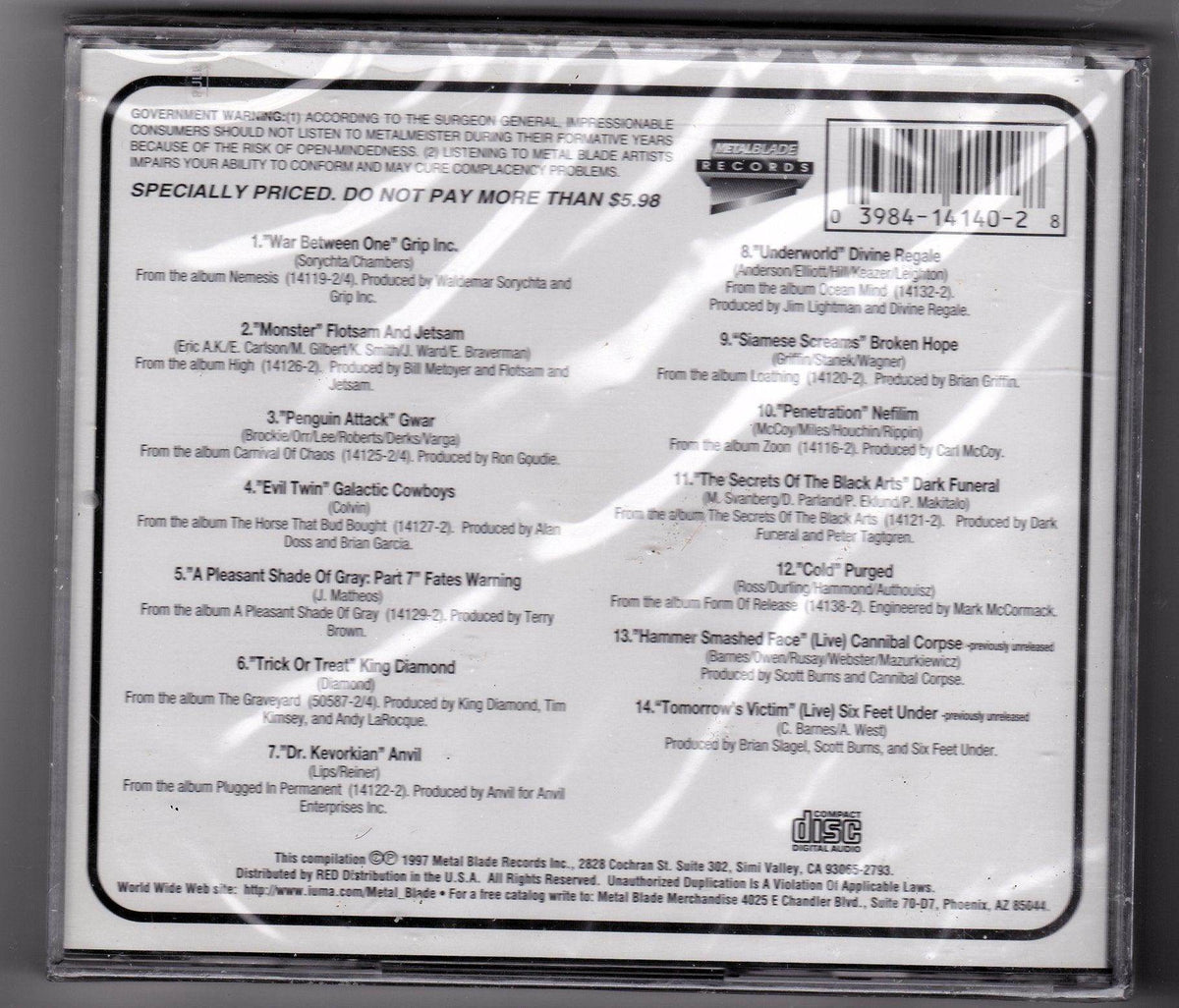 Metalmeister Volume 2 Metal Blade Records Compilation CD 1997 – TulipStuff