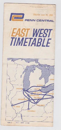 Penn Central Railroad 1969 East West Timetable – TulipStuff