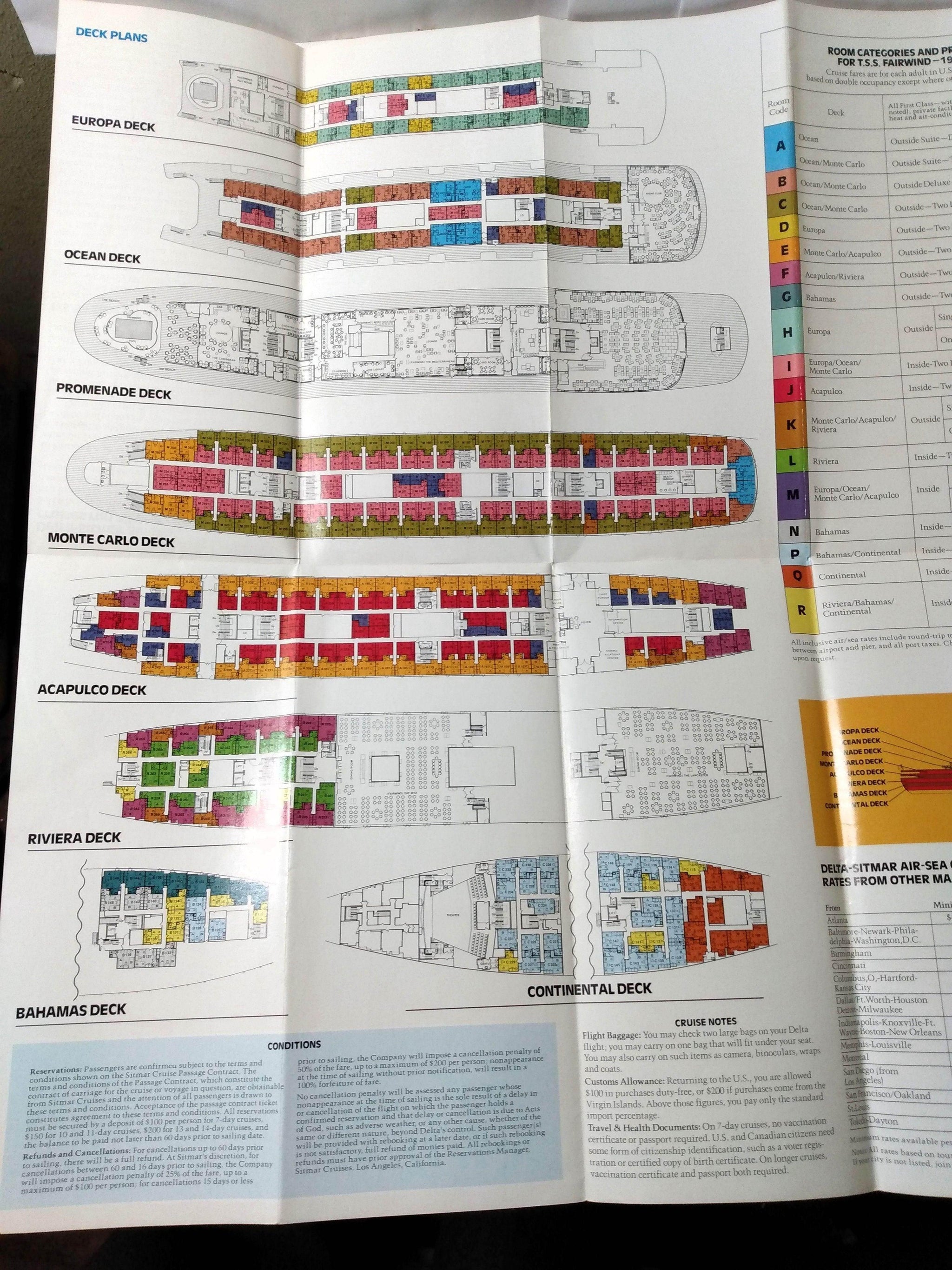 Sitmar Delta 1975 Air/Sea 7-14 Day Caribbean Cruises tss Fairwind ...