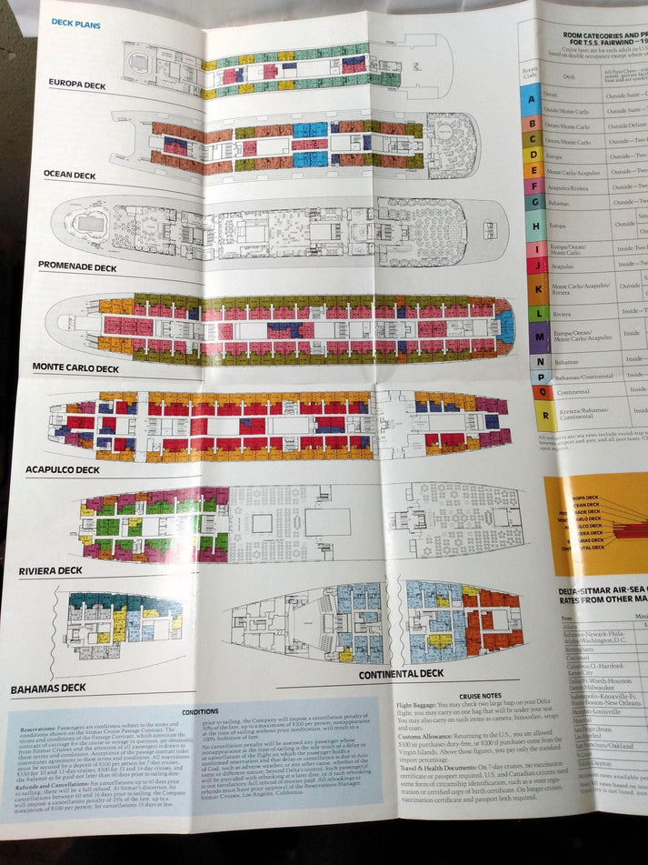 Sitmar Delta 1975 Air/Sea 7-14 Day Caribbean Cruises tss Fairwind ...