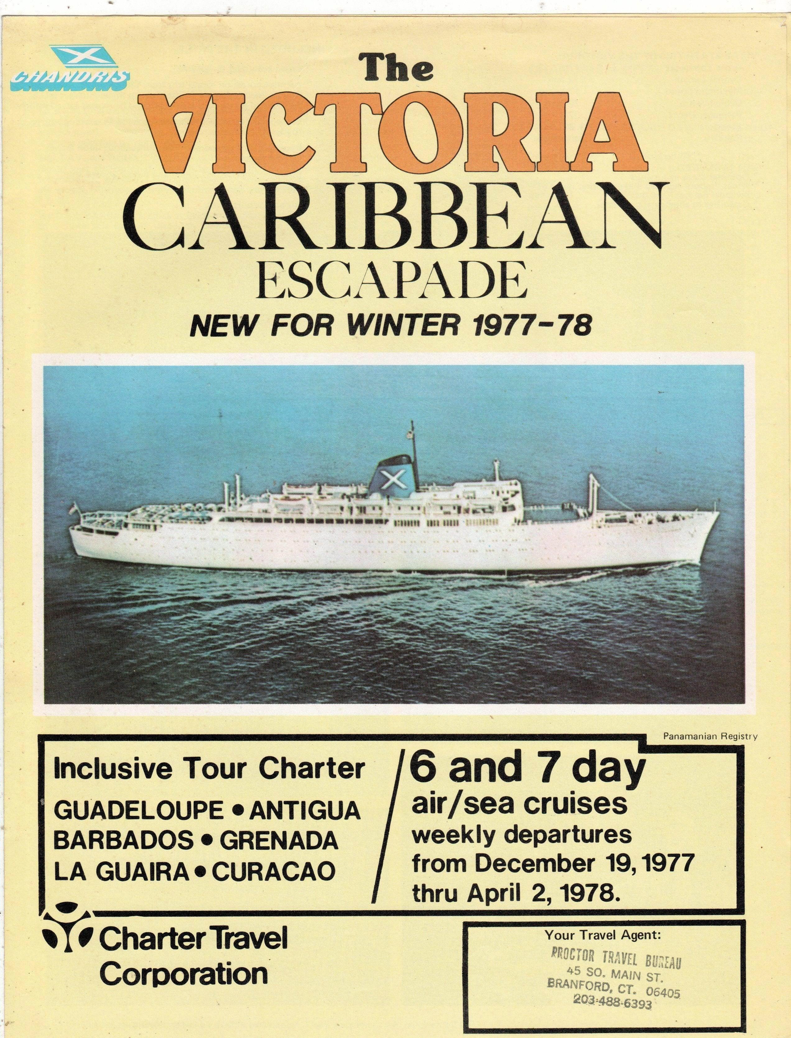 Chandris Cruises The Victoria 1977-78 Caribbean Air/Sea Brochure ...
