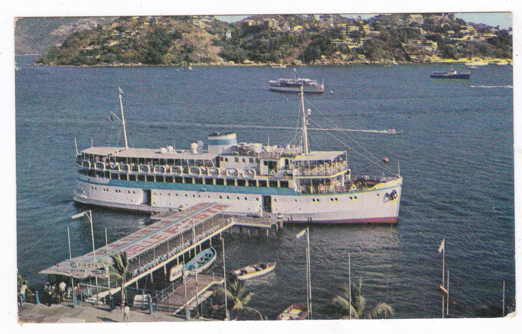 Yate Fiesta Harbor Cruise Ship Acapulco Mexico Postcard 1950's – TulipStuff